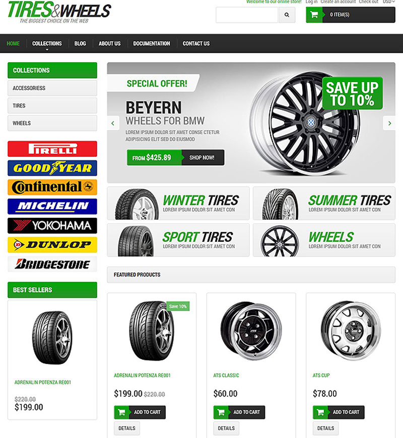 15+ Best Ecommerce Templates for Wheels and Tires Websites | Ecommerce ...