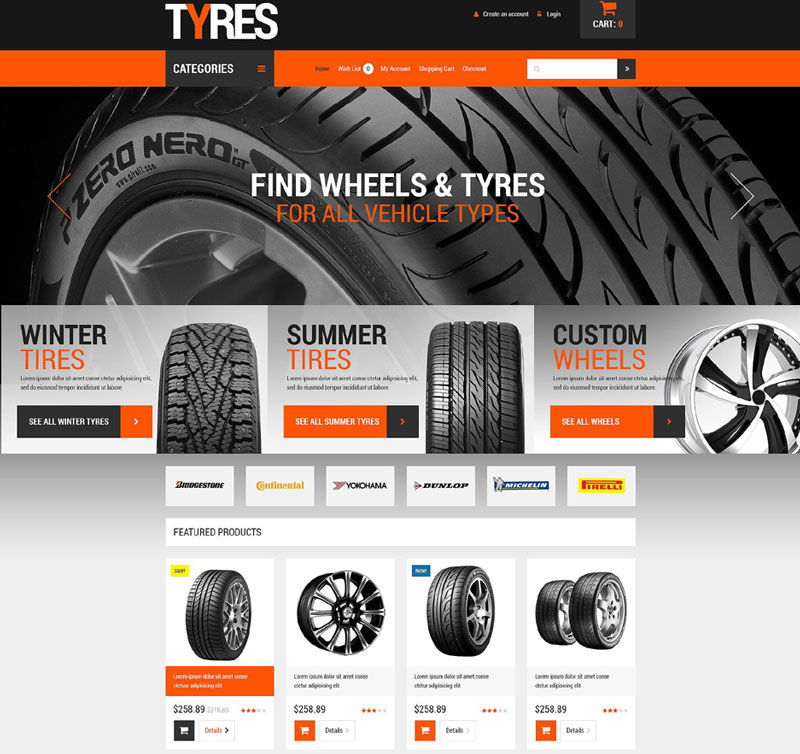 15+ Best Ecommerce Templates for Wheels and Tires Websites | Ecommerce ...