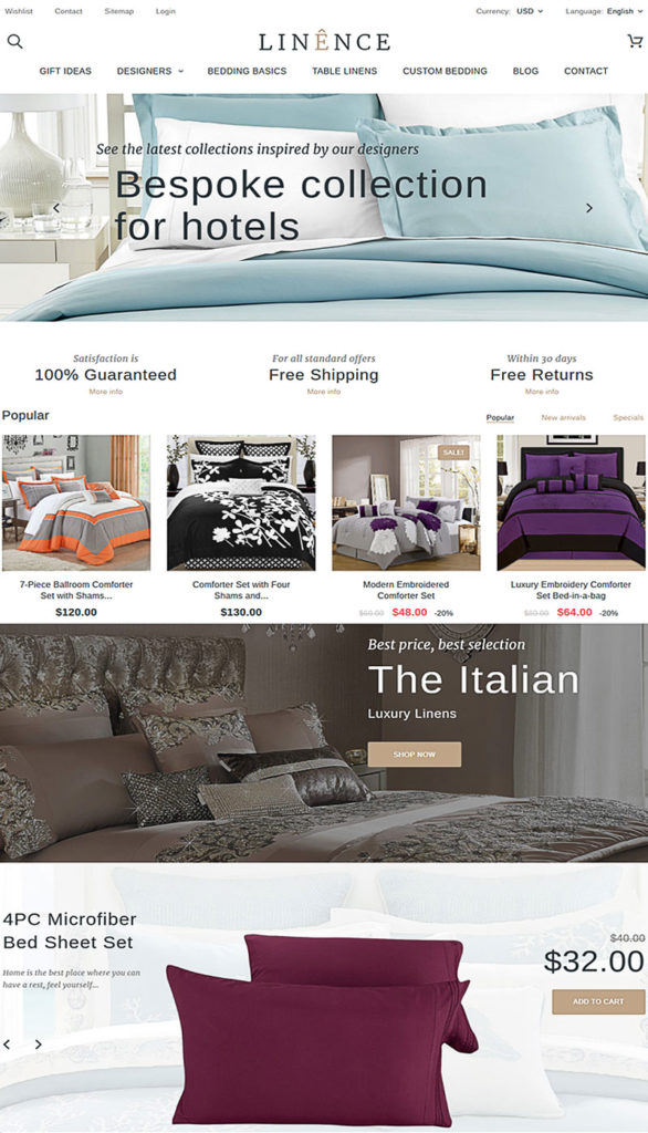 Ecommerce Templates & Themes for Online Linen Stores – 2018 | Ecommerce ...